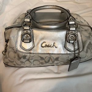Coach | Bags | Coach Silver And White Handbag | Poshmark